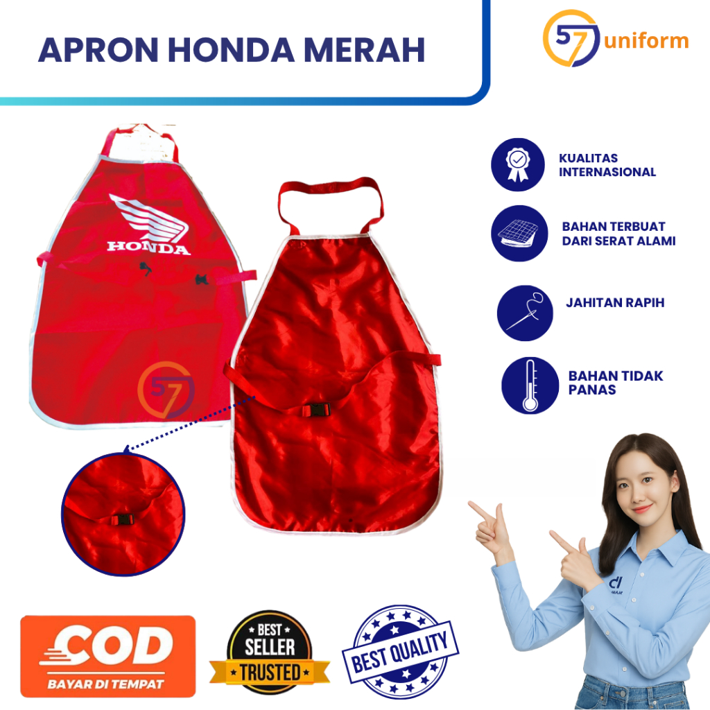 Jual Celemek Apron Honda Celemek Bengkel Apron Honda Merah Apron ...