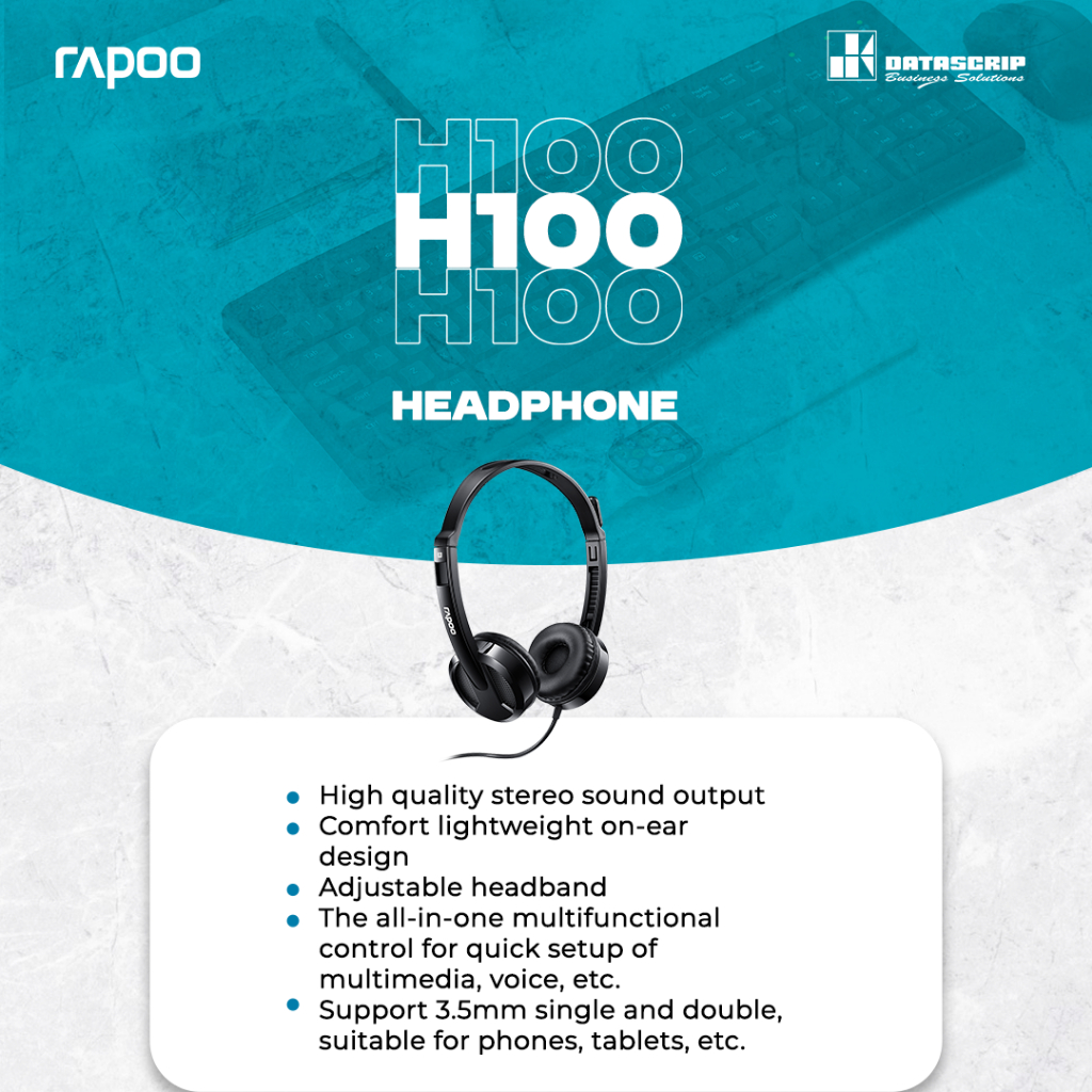 Jual Rapoo Headset H100 H 100 H-100 Wired Stereo Original Garansi Resmi ...