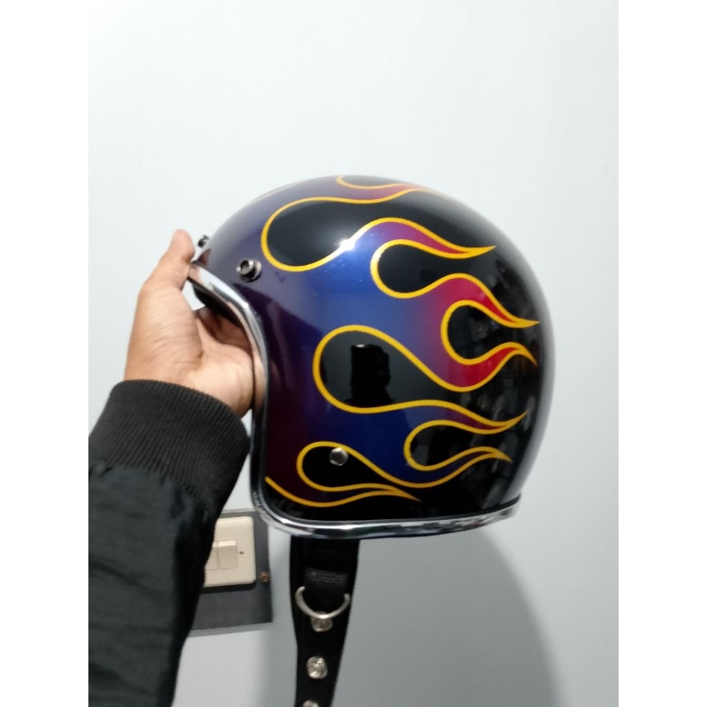 Jual Helm slimhead motif api SNI liscrom | Shopee Indonesia