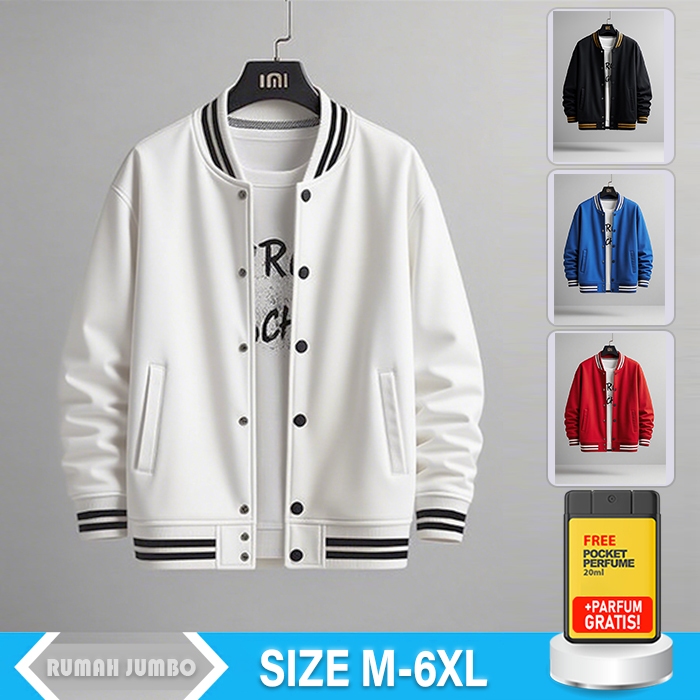 Jual Varsity Jacket Oversize M - 6XL" Putih Pria Wanita Ukuran M-6XL ...