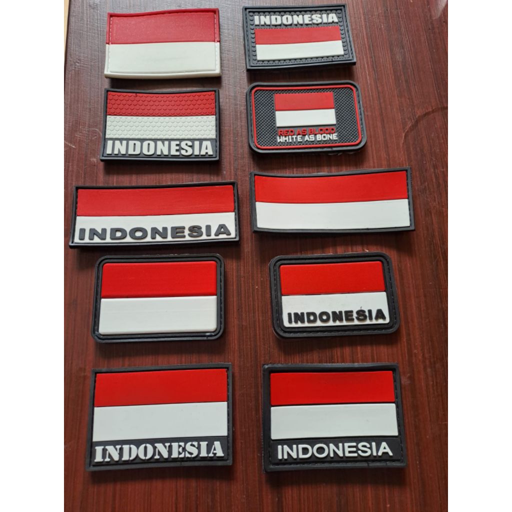 Jual patch rubber emblem karet INDONESIA/ukuran kotak 7cm X 5cm/ukuran ...