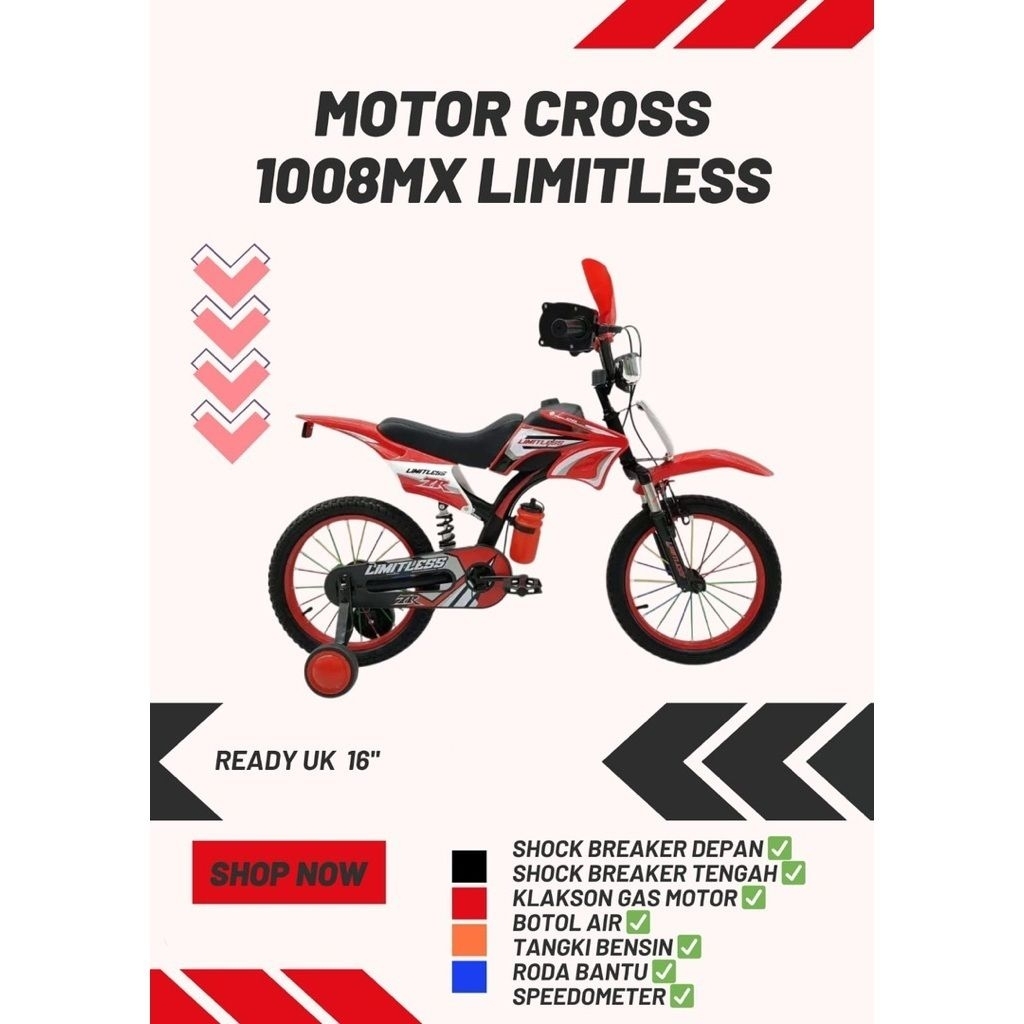Jual Sepeda Bmx Limitless 1008MX 16inch (Model motor trail ) | Shopee ...