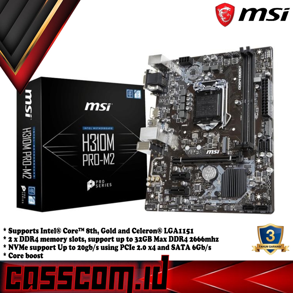 Jual Motherboard MSI H310M PRO-M2 (Intel LGA1151, H310, DDR4, USB3.1 ...