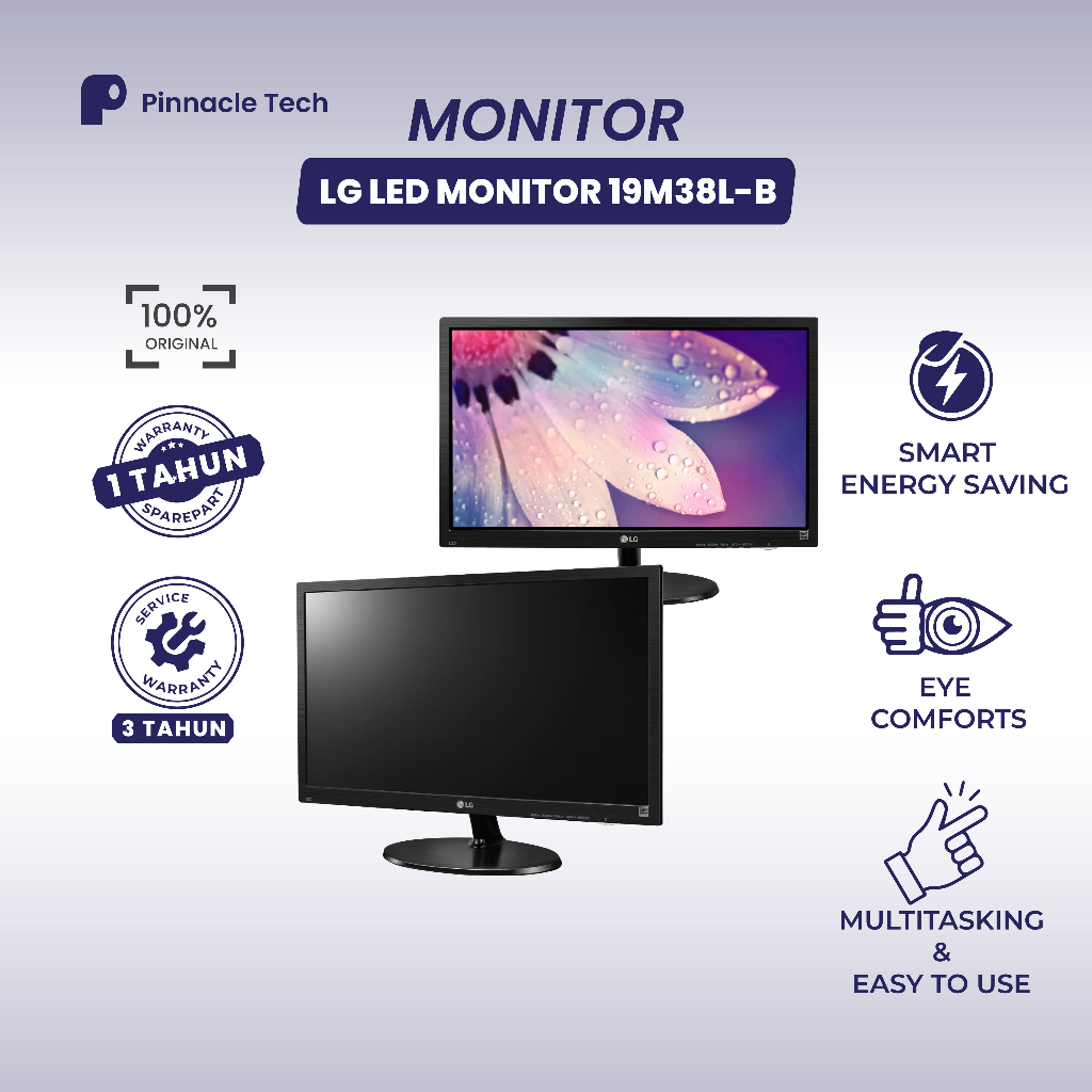 Jual Monitor LG 19M38L‑B 18.5 HD dengan HDMI + VGA, Reader Mode & Color ...