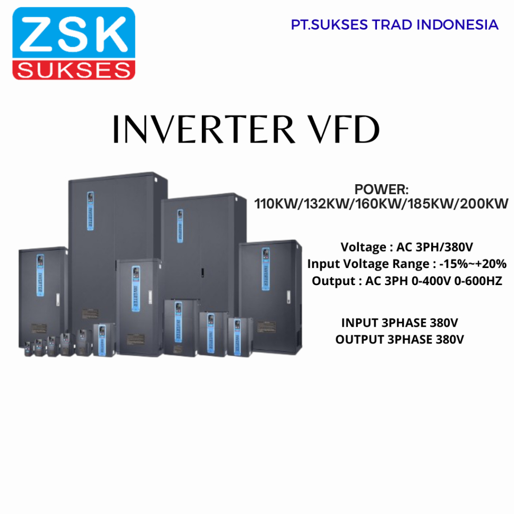 Jual ZSK Inverter VFD Frequency 110KW/132KW/160KW/185KW/200KW 3 Phase 380V Variable Inverter ...