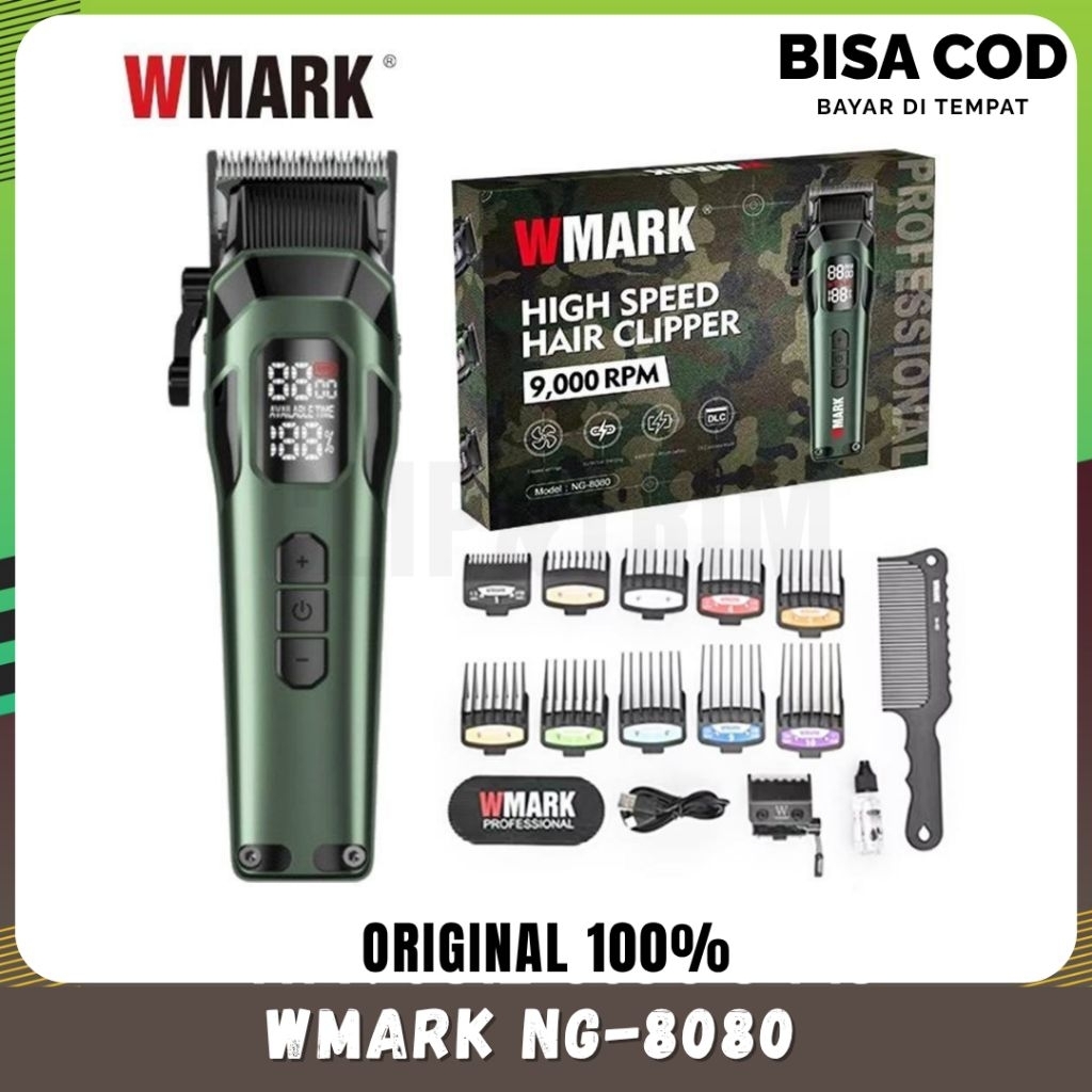 Jual WMARK NG 8080 9000 RPM SET clipper mesin alat cukur rambut barber salon pangkas tanpa kabel ...