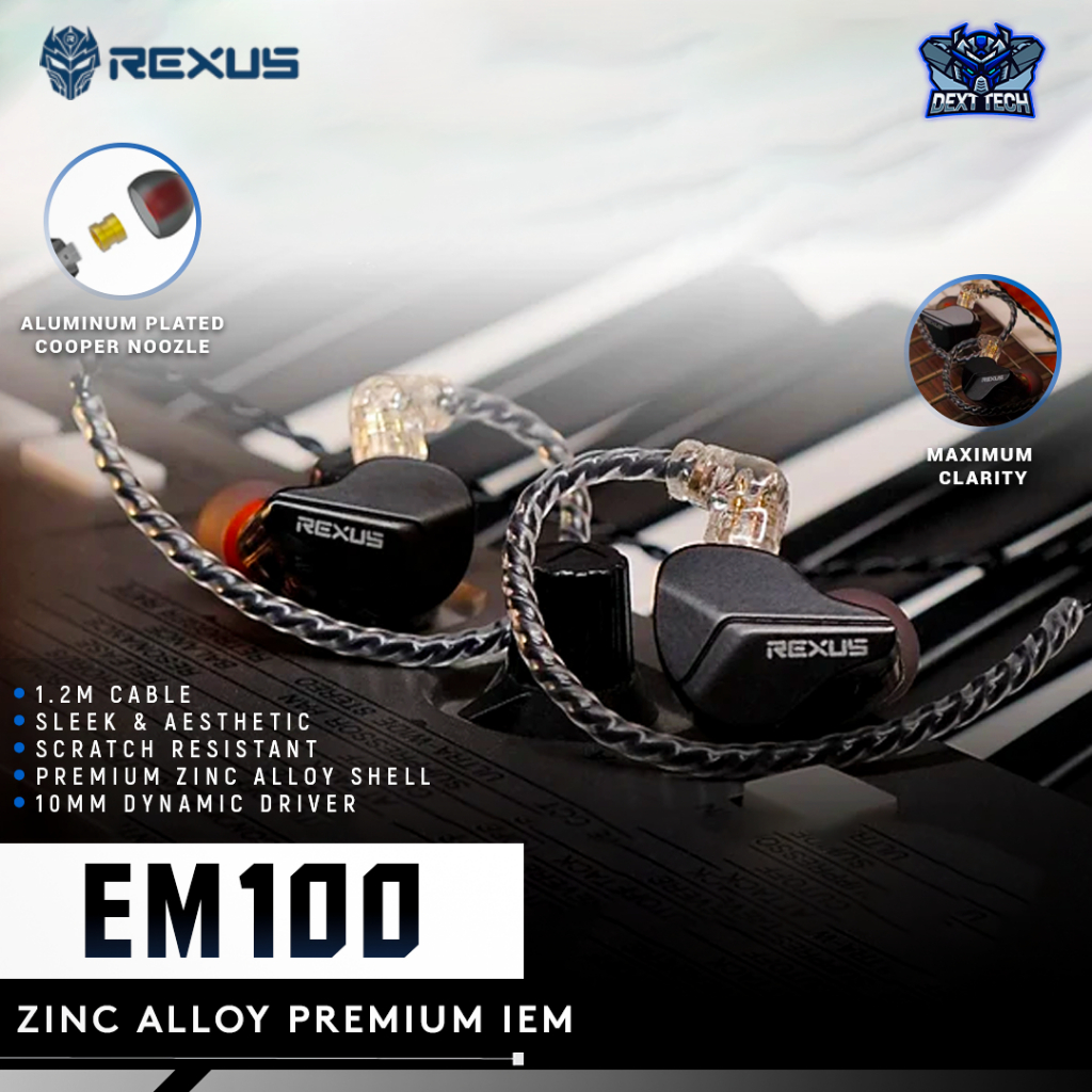 Jual Rexus EM100 In Ear Monitor Earphone 10mm Dynamic Driver - IEM with ...