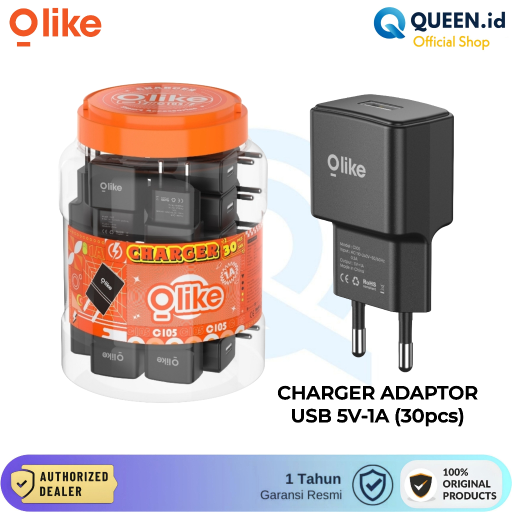Jual (30Pcs / Toples) Olike C105 Charger Adaptor USB Port 5V-1A 5W Safe ...
