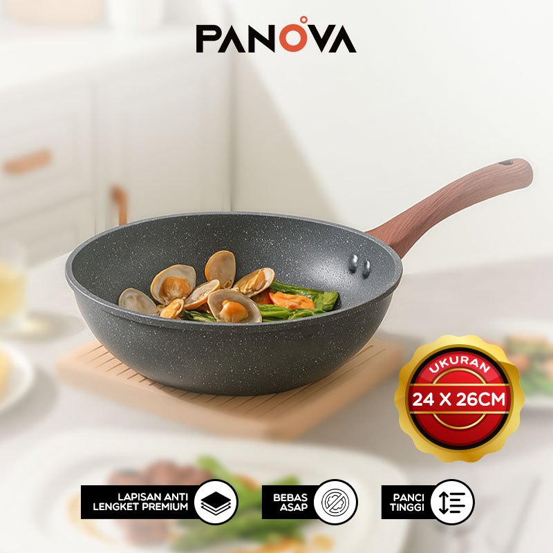 Jual PANOVA Panci Anti Lengket Bahan Stainless Food Grade Wajan Besar ...