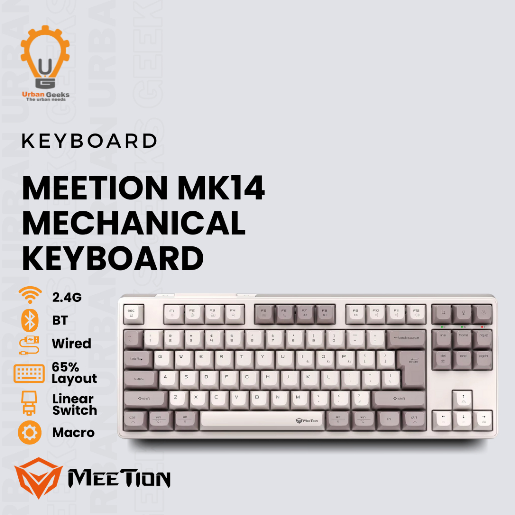 Jual Meetion MK14 Mechanical Keyboard 87‑Key TKL Tri‑Mode Bluetooth+2 ...