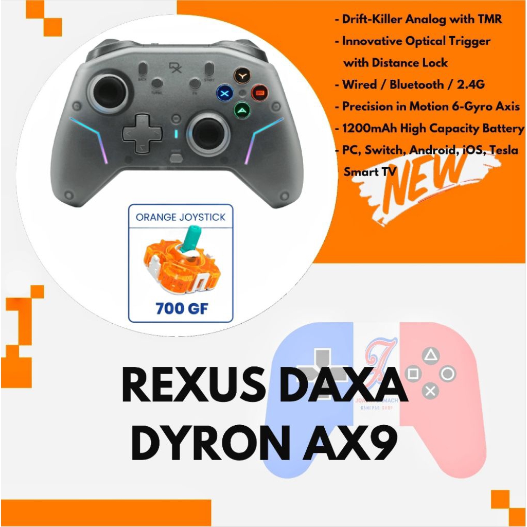 Jual Rexus Daxa Dyron AX9 - Orange Joystick 700 GF Gamepad Wireless ...
