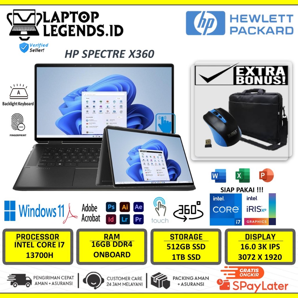 Jual Laptop Hp Spectre X360 16 Intel Core I7 13700H 16GB 1TB 16 Inch 3K ...