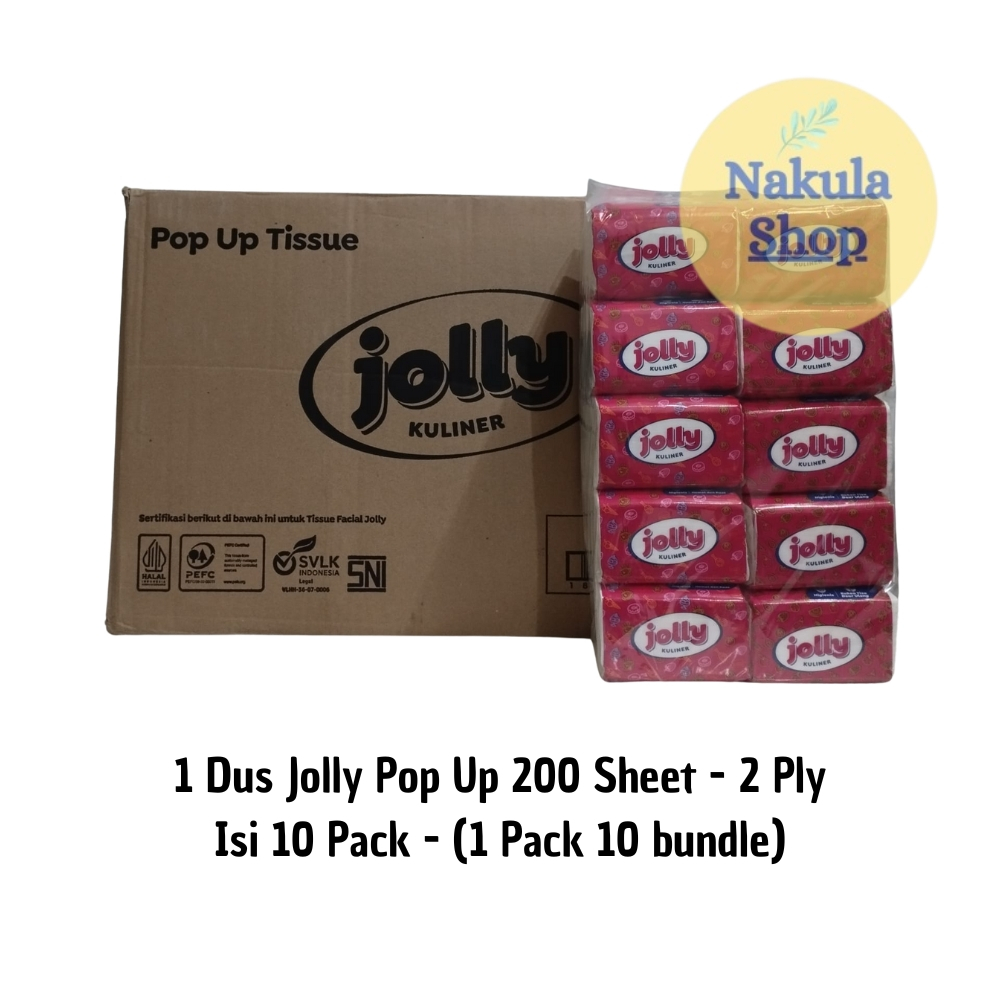 Jual GROSIR 1 DUS Tissue Tisu Tisue Jolly Pop Up 200 Sheet isi 10 Pack ...