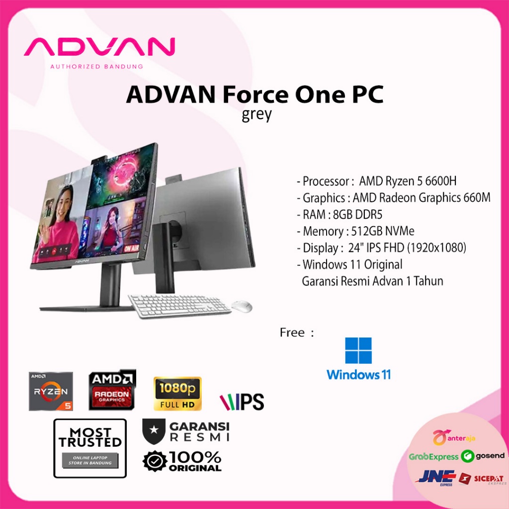 Jual ADVAN AIO Force One PC Amd Ryzen 5 6600H 8GB 512GB SSD 24'' FHD IPS Windows 11 | Shopee ...
