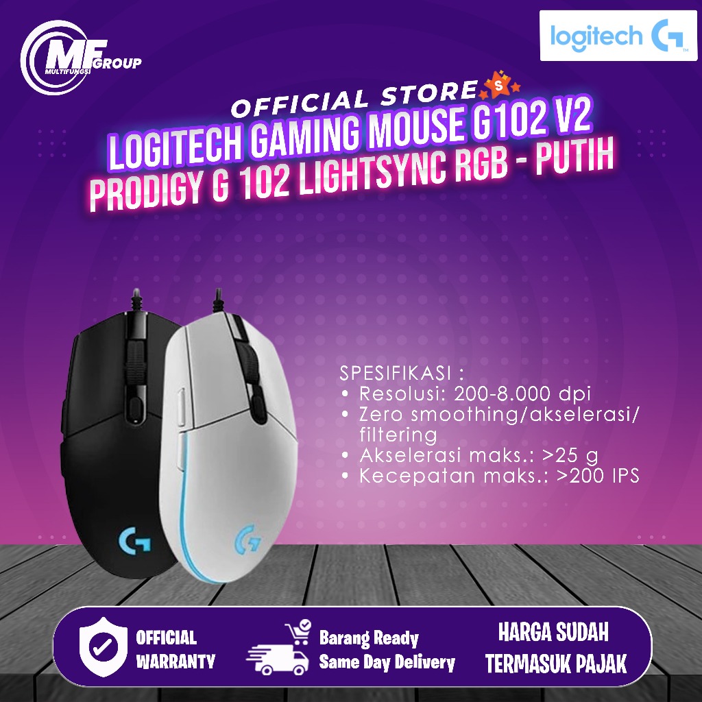 Jual Logitech Gaming Mouse G102 V2 Prodigy G 102 Lightsync RGB - Putih | Shopee Indonesia
