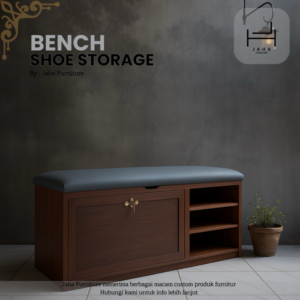Jual BENCH SHOE STORAGE KAYU JATI MINIMALIS // JAHA_FURNITURE // UNIK ...