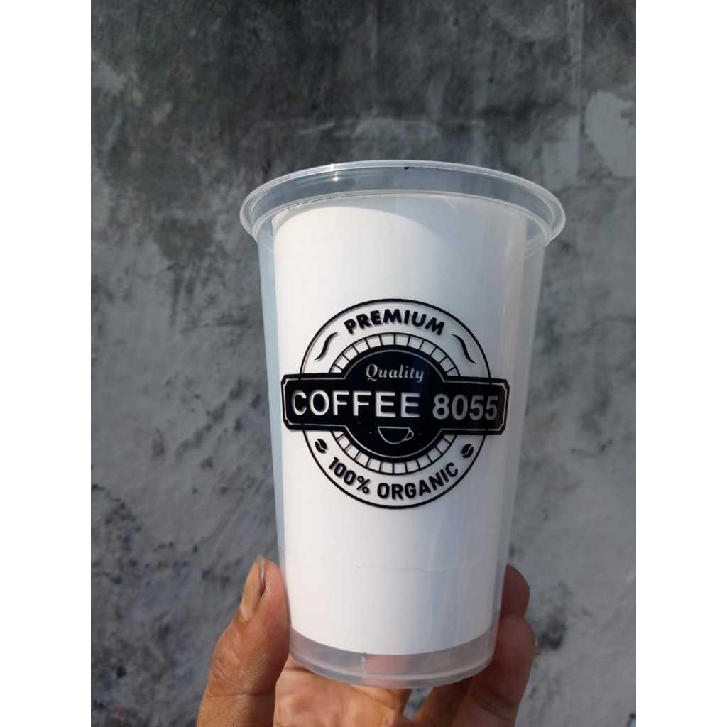 Jual SABLON CUP PP INJECTION GELAS TEBAL 14 OZ TUTUP HITAM / TUTUP ...