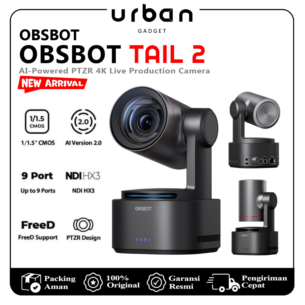 Jual Obsbot Tail 2 AI-Powered PTZR 4K Webcam Live Production Camera - Resmi | Shopee Indonesia