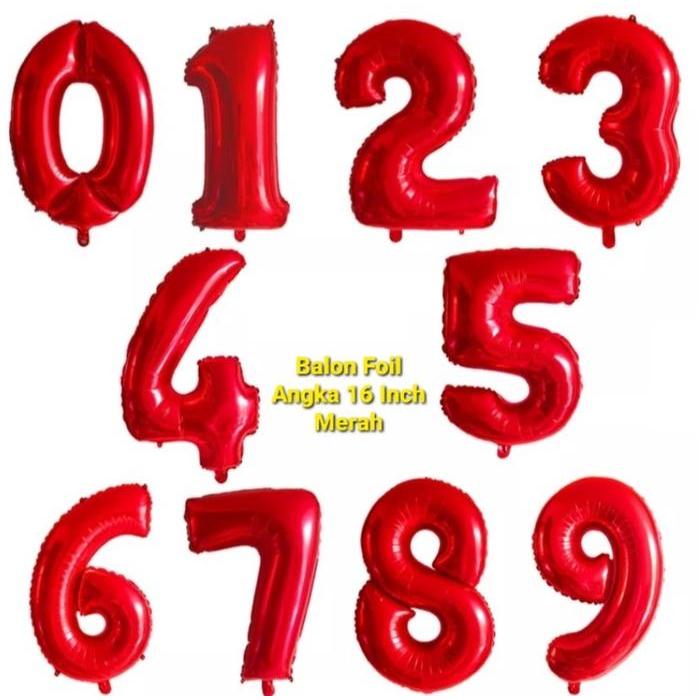 Jual Balon Foil Angka Warna Merah Ukuran 75cm | Shopee Indonesia