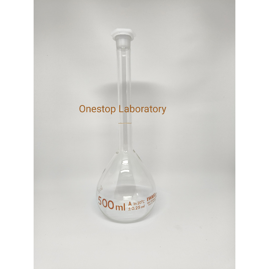 Jual Labu Ukur Clear 500 ml PP Stopper Volumetric Flask class A IWAKI ASLI 500ml | Shopee Indonesia