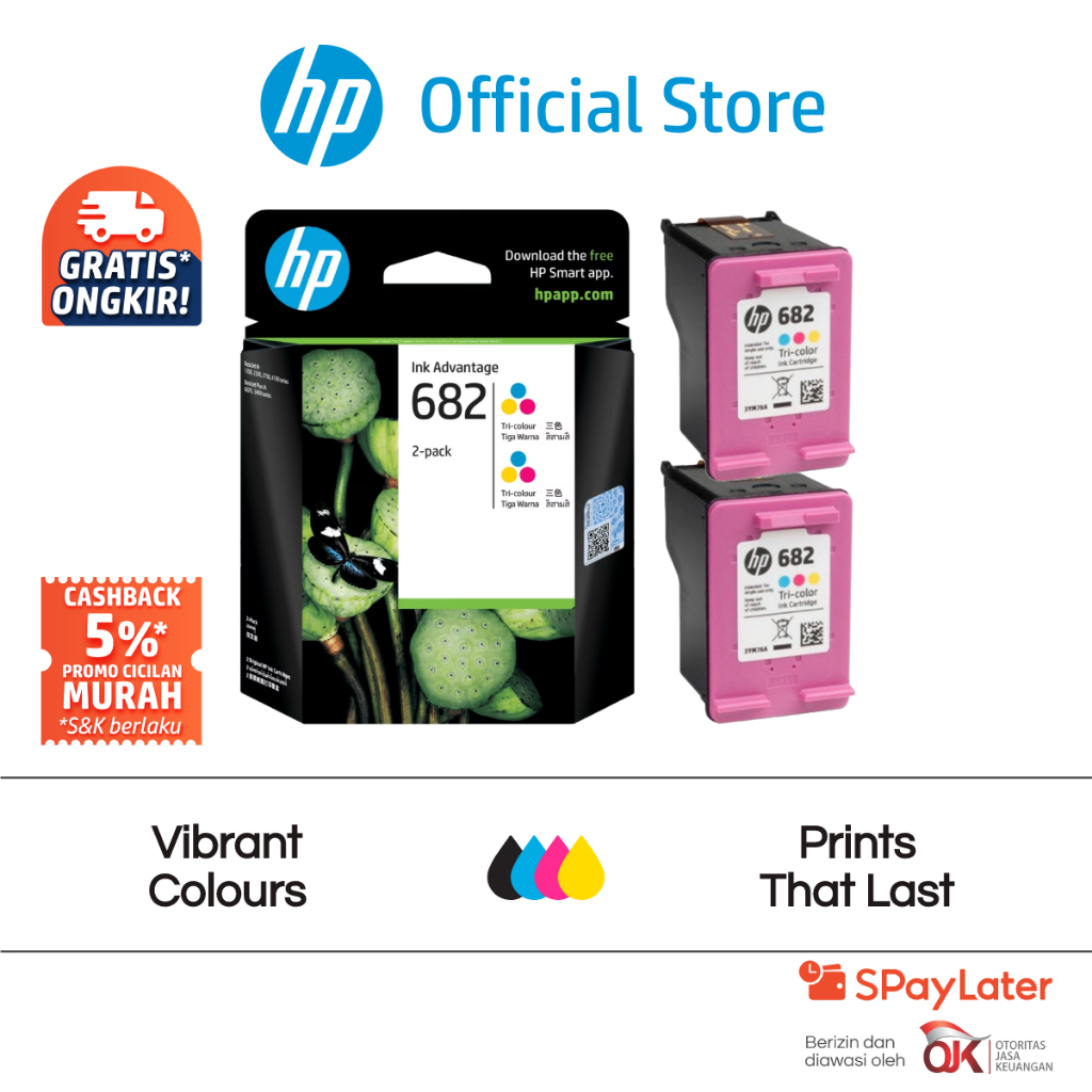 Jual Tinta Printer HP Original 682 Warna Tri Color / Twin Pack / Combo ...