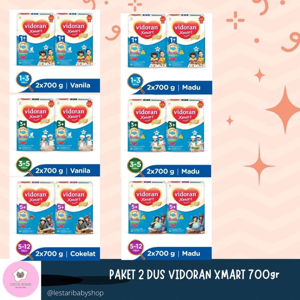 Jual [2BOX] VIDORAN XMART 1+ 3+ 5+ VANILA/MADU/COKLAT 700gr SUSU ...