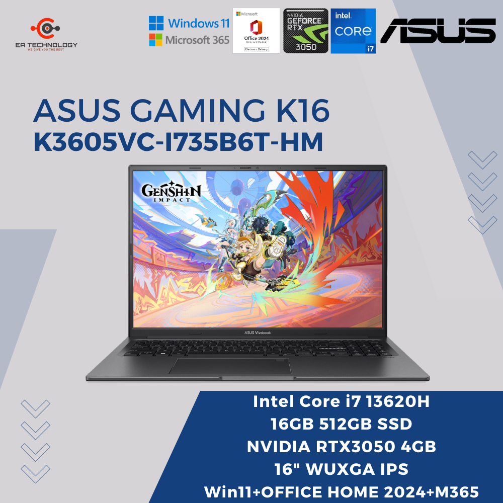 Jual ASUS GAMING K16 K3605VC-I735B6T-HM Core i7-13620H 16GB 512SSD RTX3050 4GB 16"WUXGA IPS W11 ...