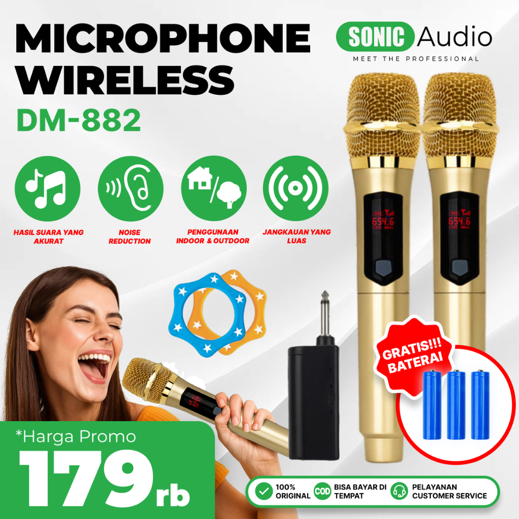 Jual [COD] Sonic Audio Profesional Mikrofon Audio MIC DM-882 GOLD ...