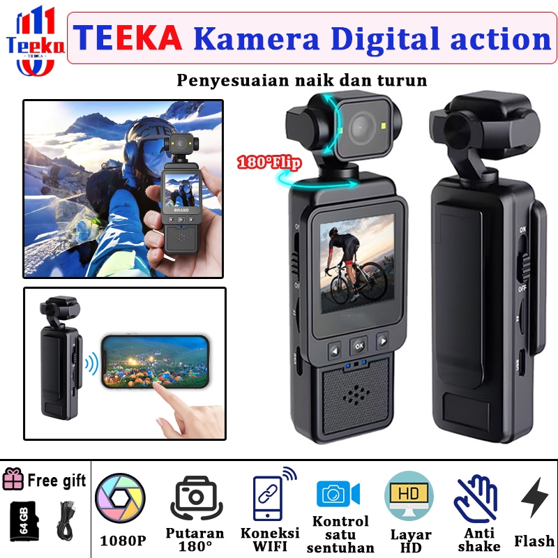 Jual TEEKA [Action 1] Camera Mini WIFI Kamera action layar HD 1080P 180 ...