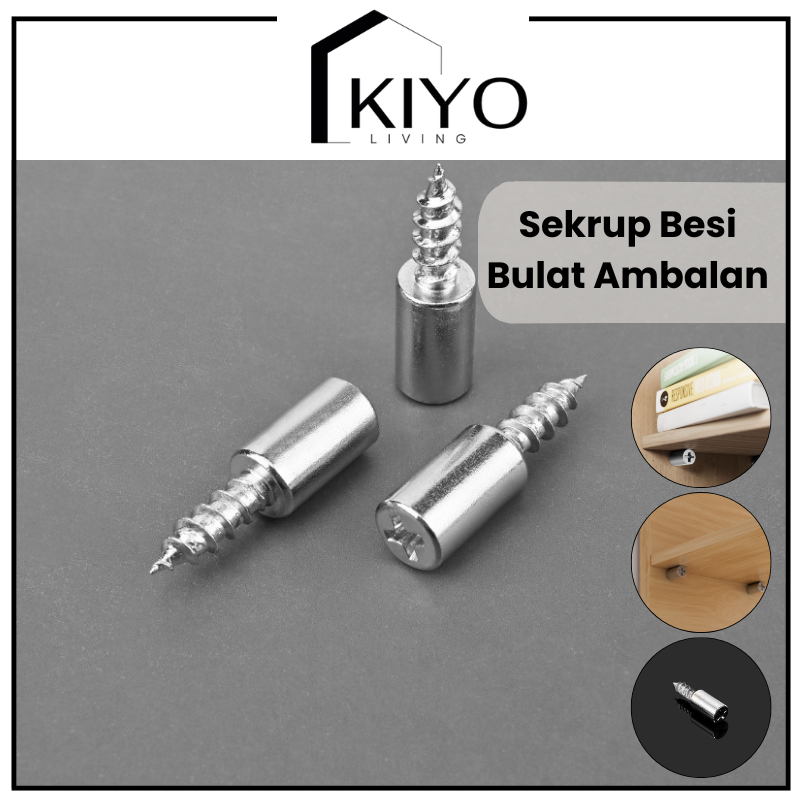 Jual KIYO Ambalan Kayu Besi Bulat Sekrup Siku Penyangga Rak Lemari ...
