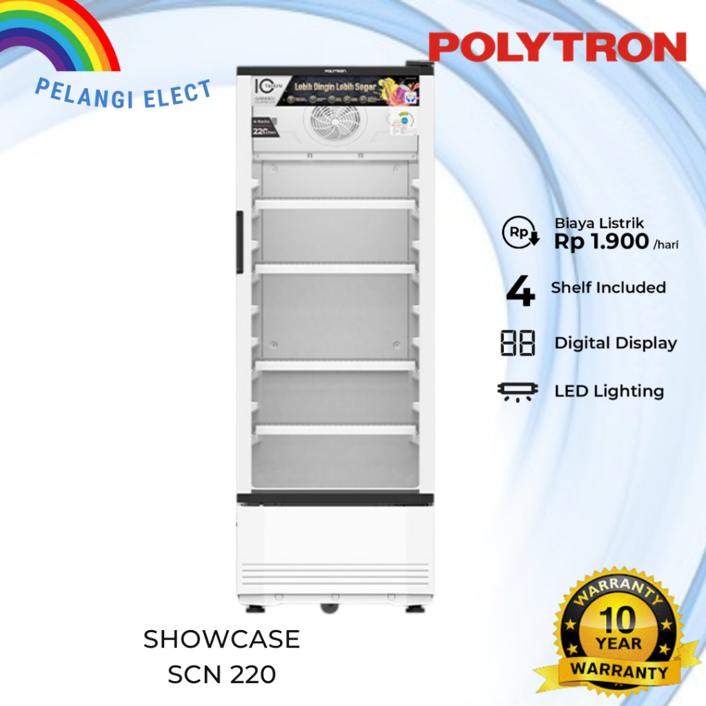 Jual Showcase Polytron SCN 180 / SCN 220 4 rak display cooler Low Watt ...