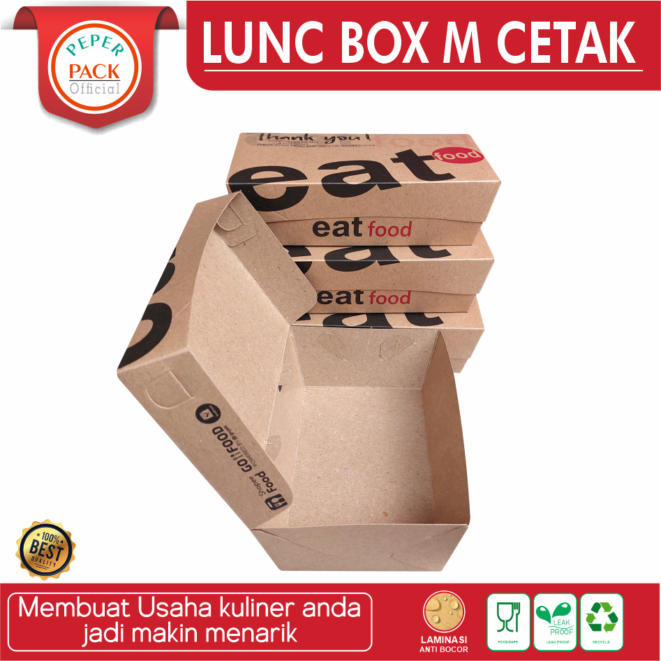 Jual DUS M CETAK COKLAT eat /dus makanan/paperlunchbox/take away/box ...