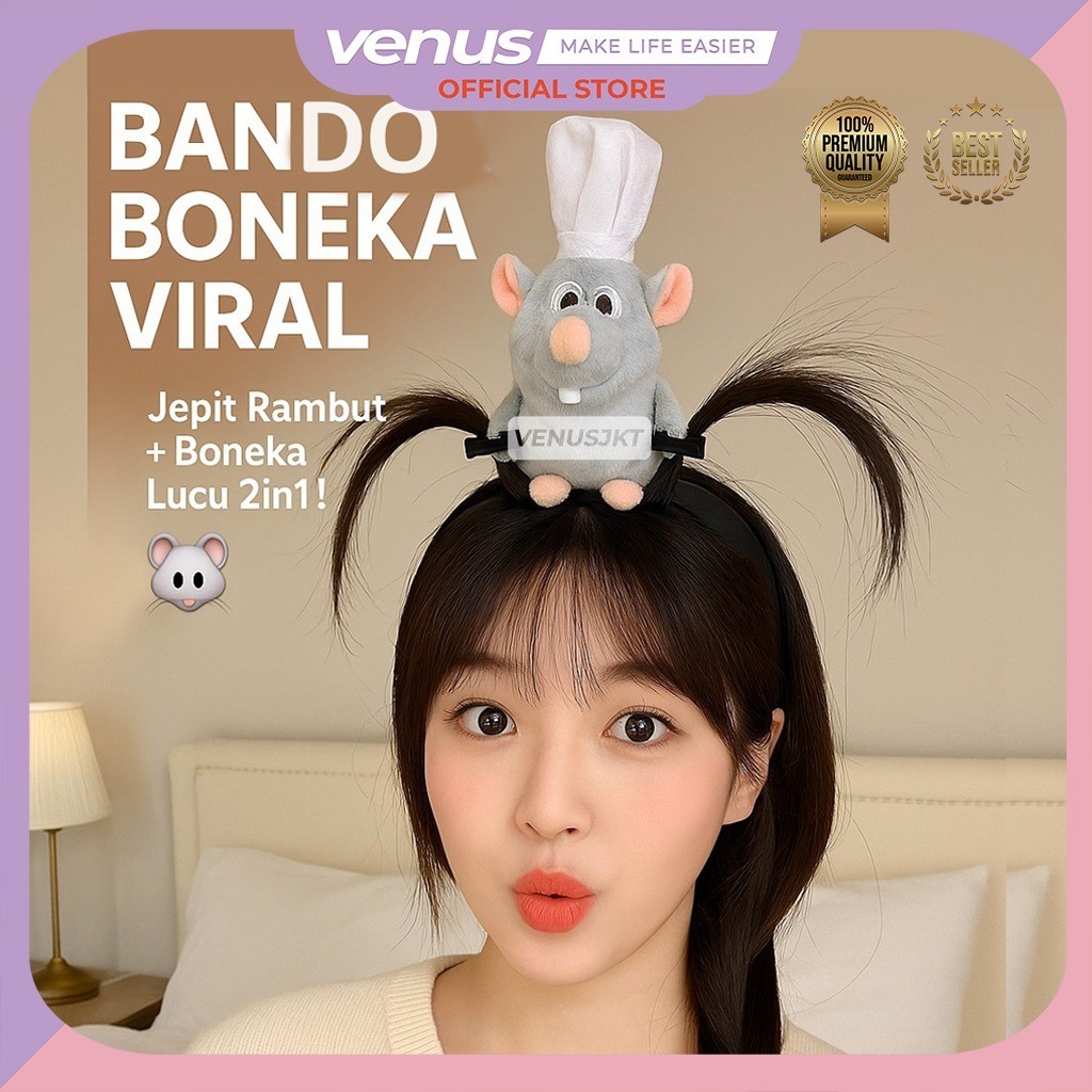 Jual Bando Kain Tipis Karakter Boneka Tikus Ratatouille Jepit Poni ...