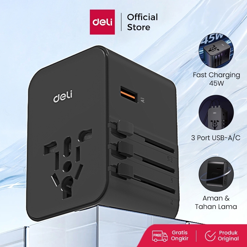 Jual Deli Universal Travel Adaptor Colokan Listrik Portable Converter ...