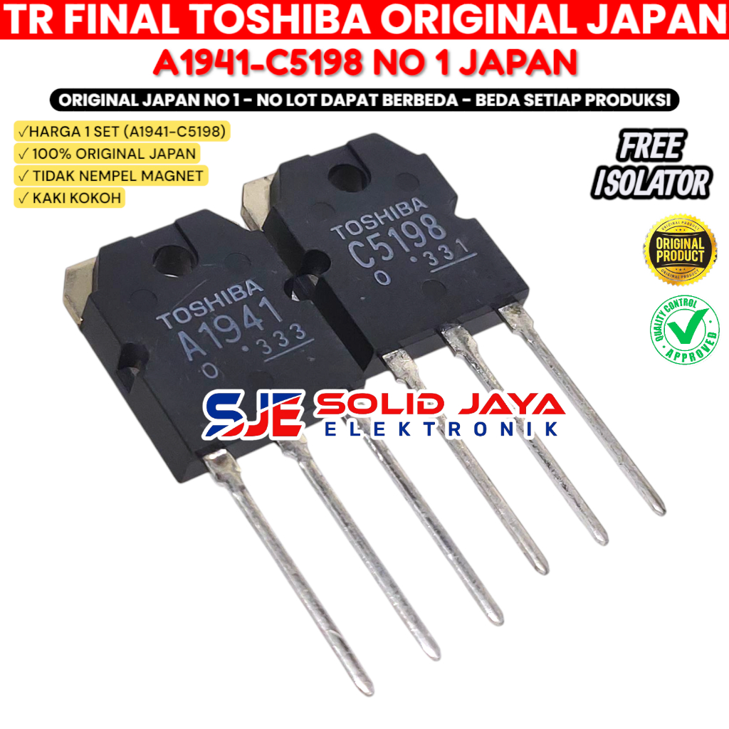 Jual TRANSISTOR FINAL TOSHIBA A1941 C5198 ASLI JEPANG ORIGINAL SATU SET TR FINAL A 1941 C 5198 ...