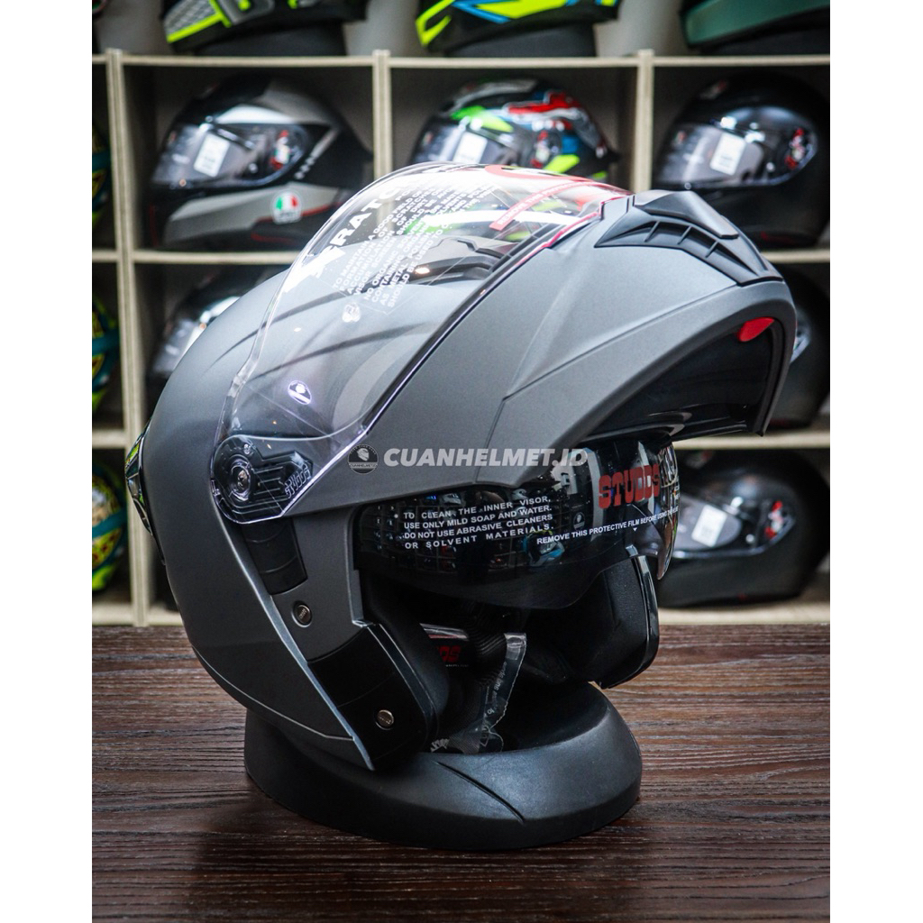 Jual Helm Modular Studds Trooper with Spoiler Matt Gun Grey | Shopee ...