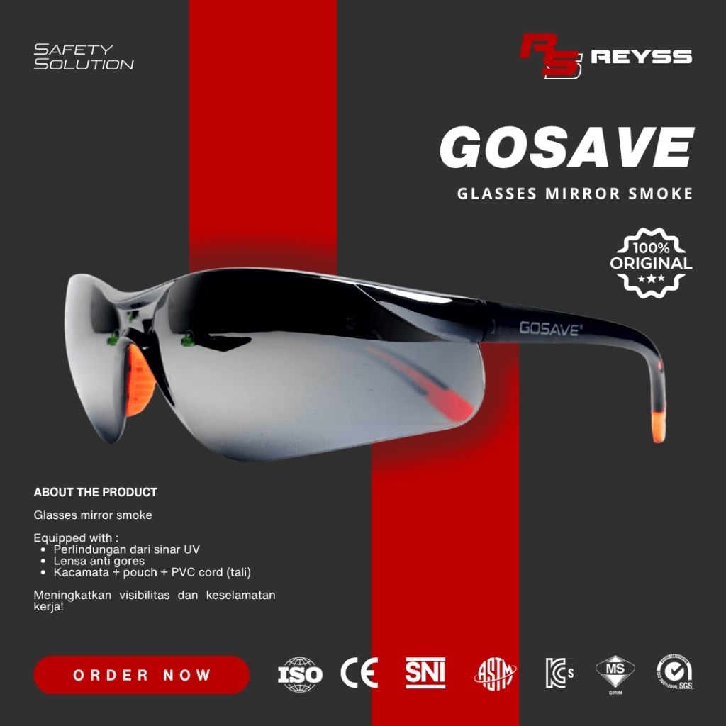 Jual Kacamata Safety Mirror Clear GOSAVE | Shopee Indonesia