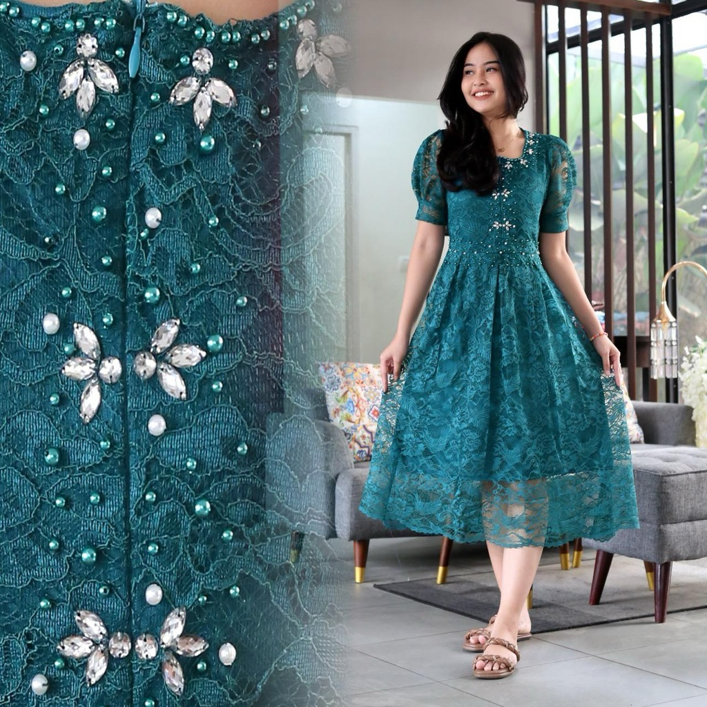 Jual Riana Kebaya- Gisella Dress Brokat Full Payet / Dress Kondangan ...