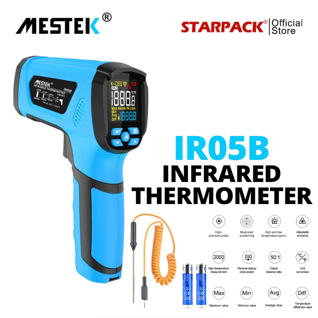 Jual MESTEK IR05B Dual laser infrared thermometer -40~2000°C (-40~3632°F) | Shopee Indonesia