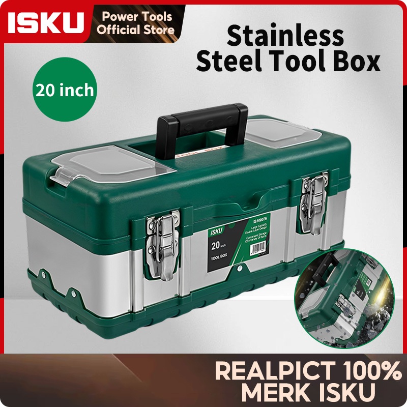 Jual ISKU Tool Box Besar 15/18/20 Inch Bahan Besi Tool box set lengkap ...