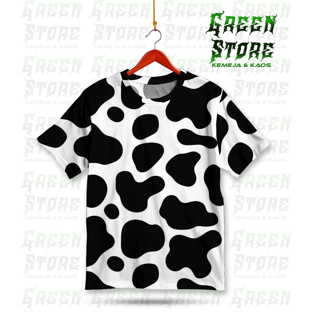 Jual GREEN STORE Kaos Motif Kulit Sapi Cow Print Black White - Baju ...