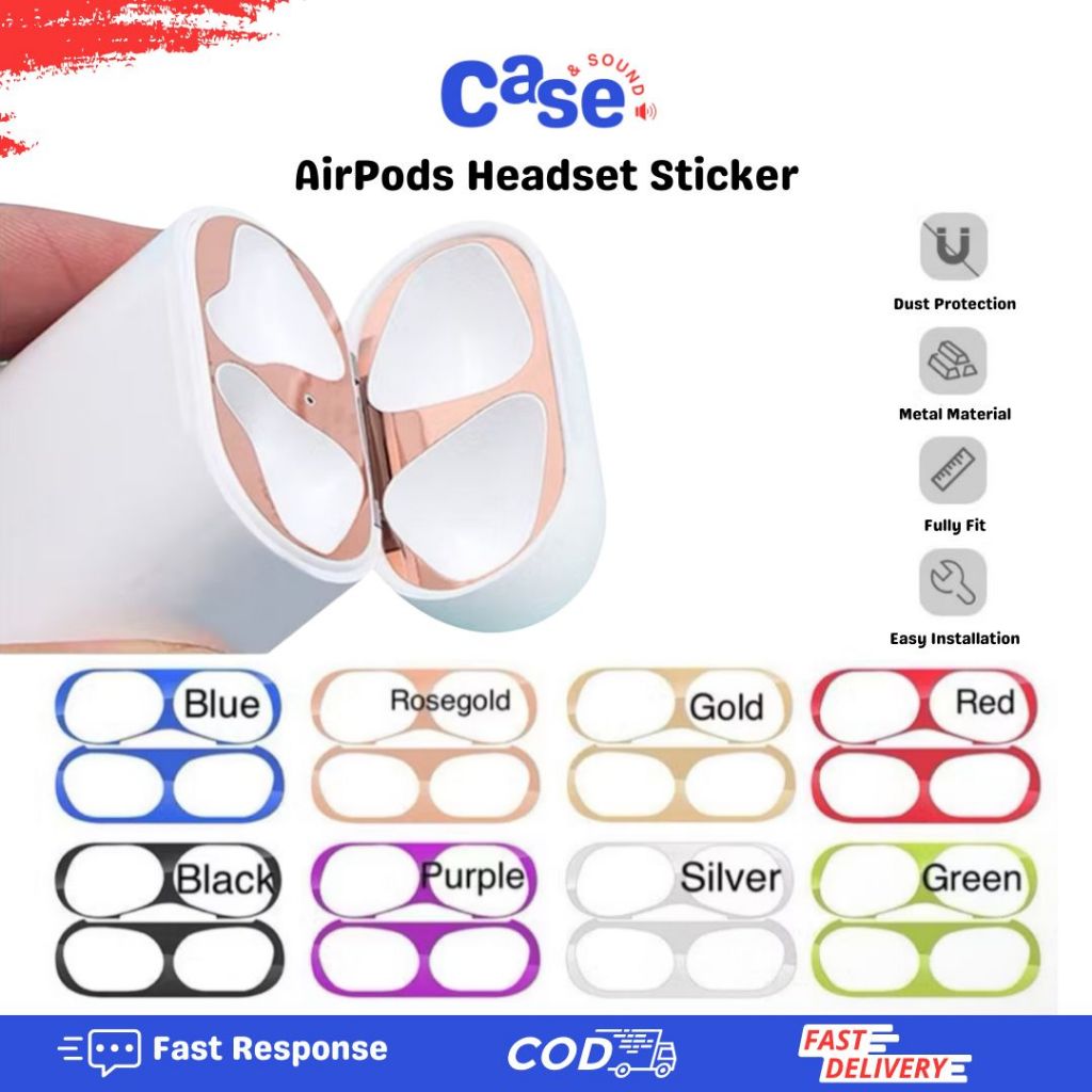 Jual Dust Proof AirPods Gen 1 2 3 Pro Pro2 Gen 4 Metal Sticker ...