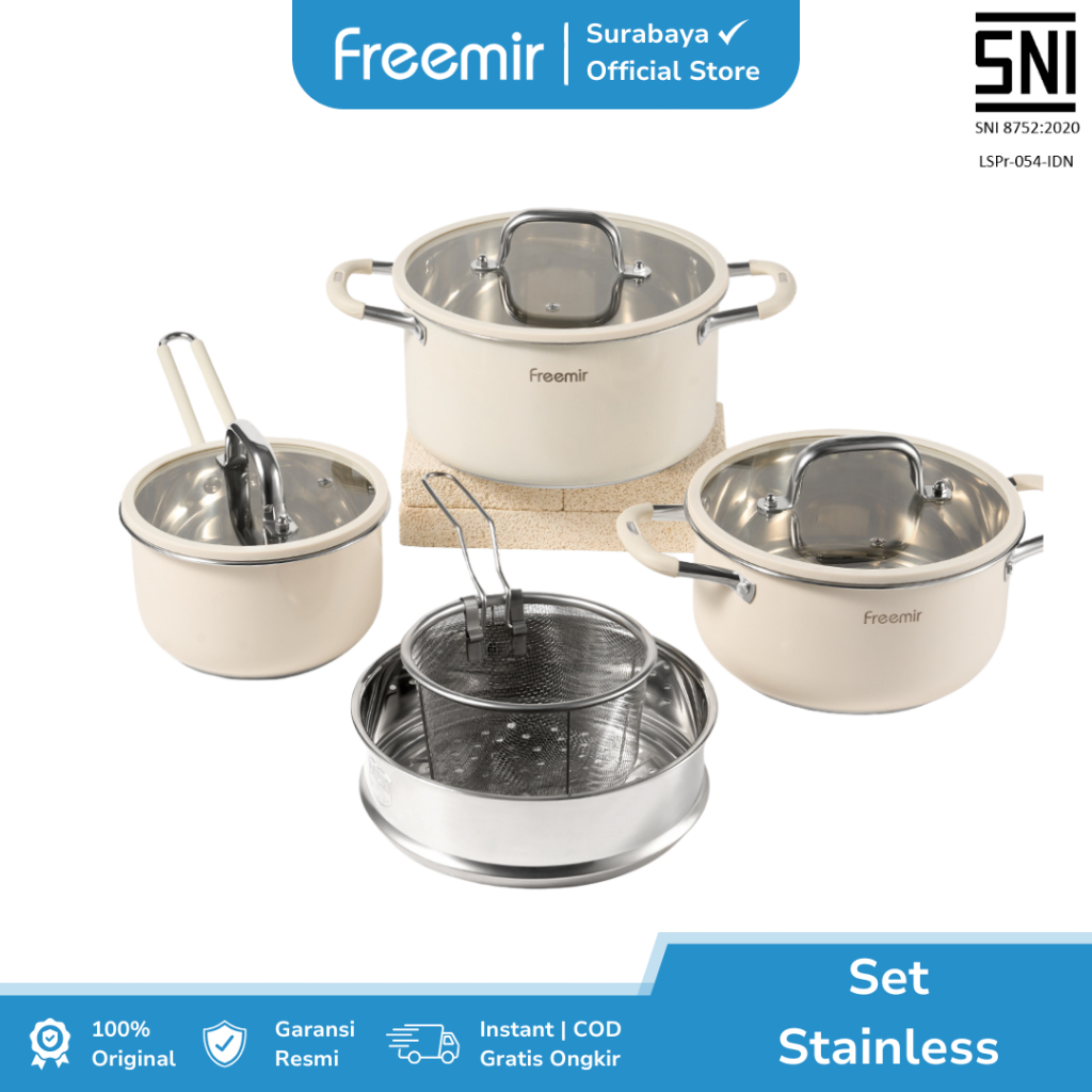 Jual Exclusive freemir Surabaya Set 8 Pcs Stainless Steel 22/20/16cm ...