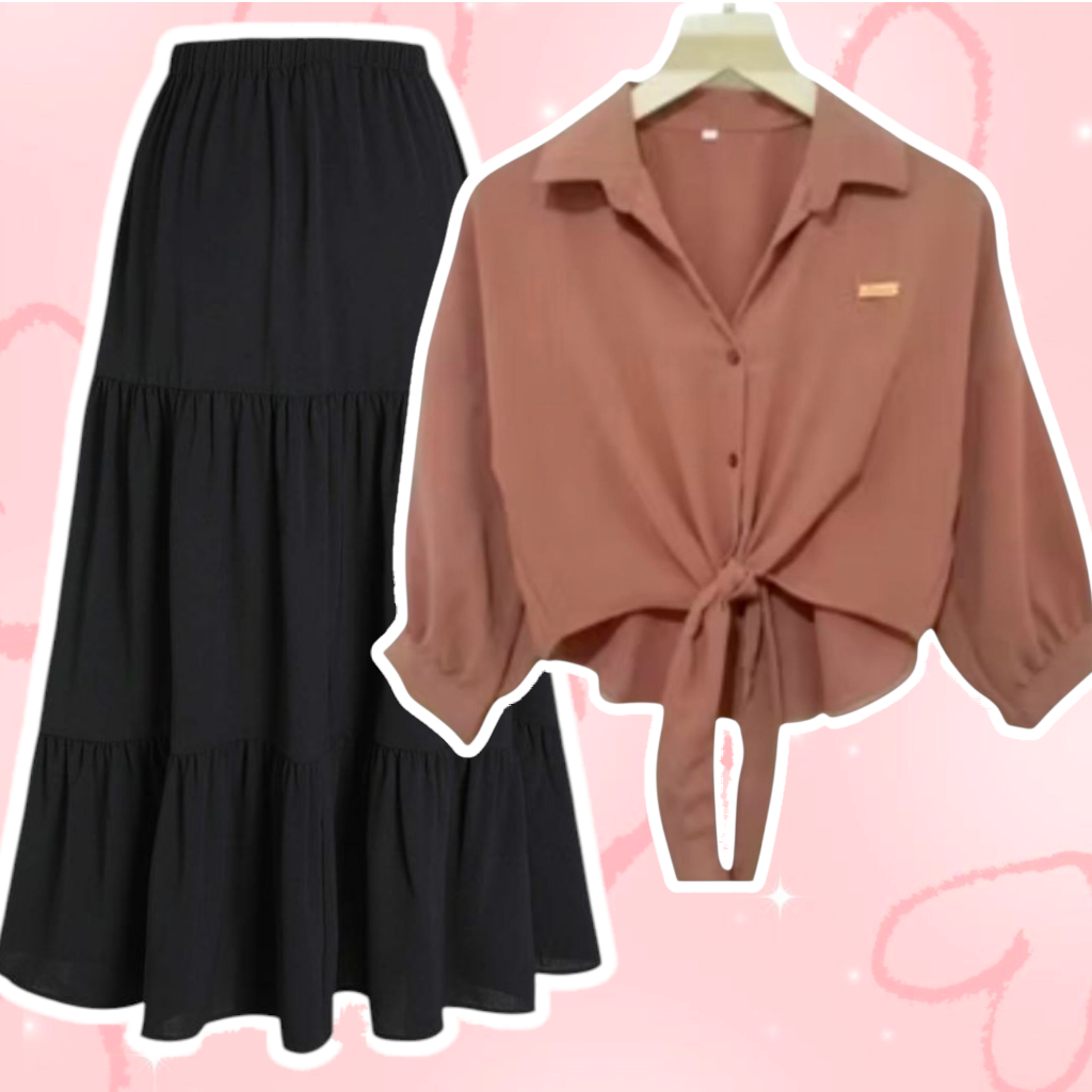 Jual Pakaian Wanita One Set Terbaru Perpaduan Rok dan Blouse Tali Bawah ...