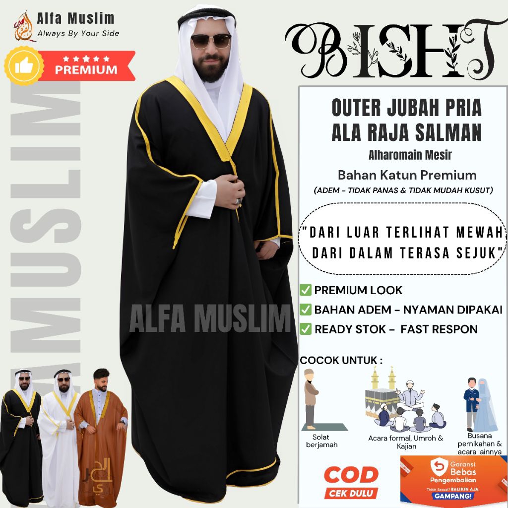 Jual Bisht Raja Arab, Luaran Jubah Raja Salman, Outer Jubah Premium ...