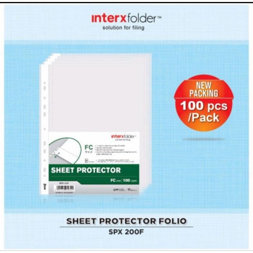 Jual Sheet Protector Folio F4 Inter x isi 100 Lembar / Plastik FC PP ...