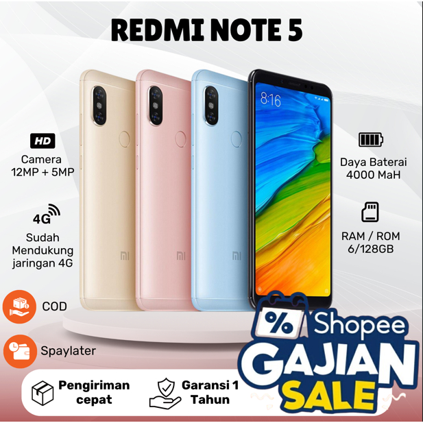 Jual HP XIAOMI REDMI NOTE 5 RAM 6/128GB KELENGKAPAN FULLSET GARANSI 1 ...
