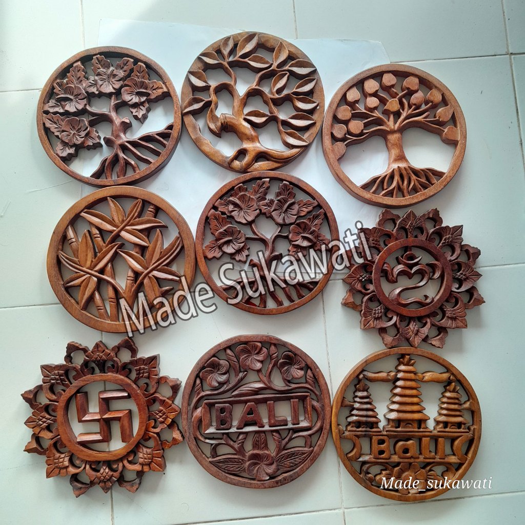 Jual Ukiran panil kayu 20cm kerajinan ukiran tangan hiasan dinding Bali ...