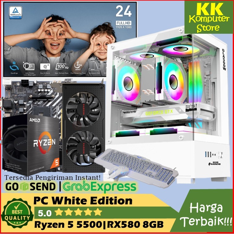 Jual Pc Gaming White Ryzen 5 5600 | RX 580 8GB | Ram 16GB DDR4 | Ssd ...
