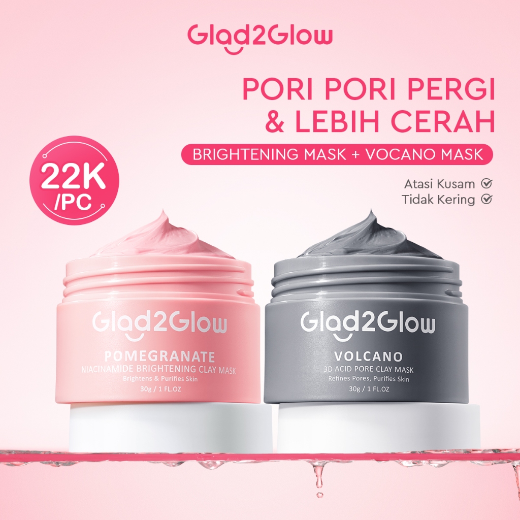 Jual Glad2glow Niacinamide Brightening Clay Mask Volcano Clay Mask ...